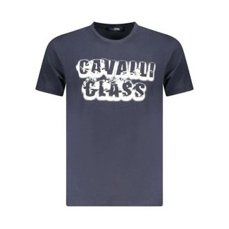 Cavalli Homme, Tops, Bleu, Taille: M Tee-shirt Graffiti en Bleu