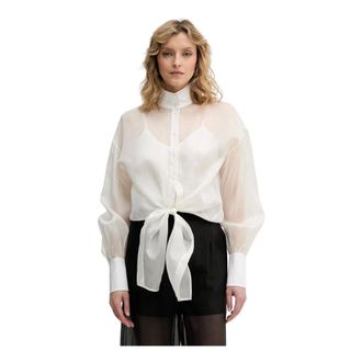 Karl Lagerfeld Chemise en soie transparente - Femme - Blouses et Chemises - Blanc - Taille: 40 FR