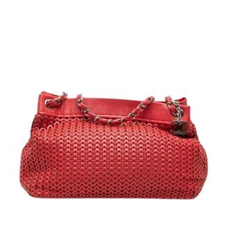 Chanel Pre-owned Sac Cabas Tiss&eacute; Caviar - Femme - Pre-owned - Rouge - Taille: ONE Size