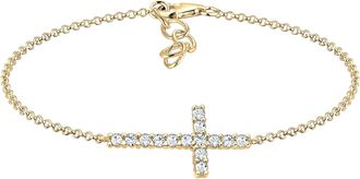 Elli Armband Damen Kreuz Motiv Schlicht mit Kristallen aus 925 Sterling Silber vergoldet