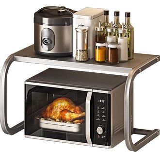 Generic Mikrowellenst&auml;nder, Ablage aus Kohlenstoffstahl for Arbeitsplatten, Ofenrost, K&uuml;chenregal, elektrische Halterung, doppelter Edelstahl(Grey)