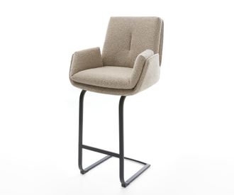 DELIFE Barstuhl Clea-Flex Boucl&eacute; Schlamm Freischwinger Flach Metall Schwarz, Barst&uuml;hle