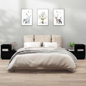 vidaXL Tables de chevet 2 pcs Noir 60x34x51 cm Bois de pin solide Vidaxl