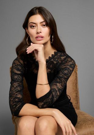 Laura Scott Spitzenshirt mit 3/4 &Auml;rmeln