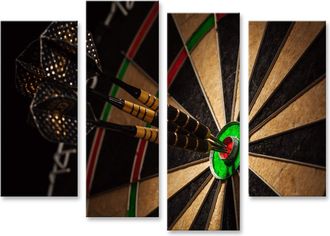 Islandburner Bild auf Leinwand Drei Darts Bulls Eye Close Up Hobbyraum Dart Bilder Wandbilder Poster