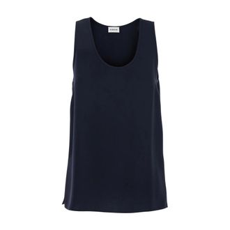 P.A.R.O.S.H. Blaues &auml;rmelloses Top mit Rundhalsausschnitt aus Tech-Stoff - - Tops - Damen - Blau - S