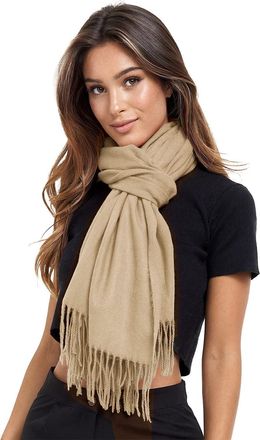 Glamexx24 Schal Damen Winterschal Gef&uuml;hl Langer Schal mit Fransen Baumwolle Warm Herbst Winter Unifarben Deckenschal und T&uuml;cher 200 x 74 cm