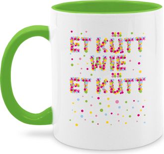 Shirtracer Tasse Tassen 325ml - Karneval & Fasching - Et k&uuml;tt wie et k&uuml;tt Konfetti I K&ouml;ln I K&ouml;lsches Grundgesetz I Echte K&ouml;lner - 325 ml - Hellgr&uuml;n - karnevalsta