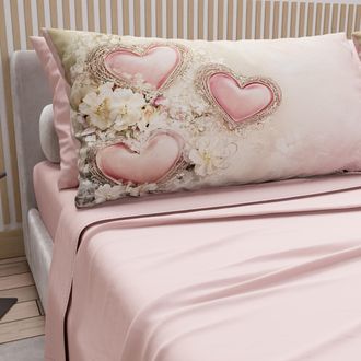 Petti Artigiani Italiani Bettw&auml;sche f&uuml;r Doppelbett, Baumwolle mit Kissenbez&uuml;gen mit Digitaldruck, komplettes Bettlaken f&uuml;r Doppelbett Muster 343 Helles Puder, 100% Made in Ita