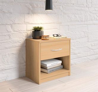 M&ouml;belando Nachttisch Nachtkonsole Nako Nachtkommode Bettine I Buche Nachbildung