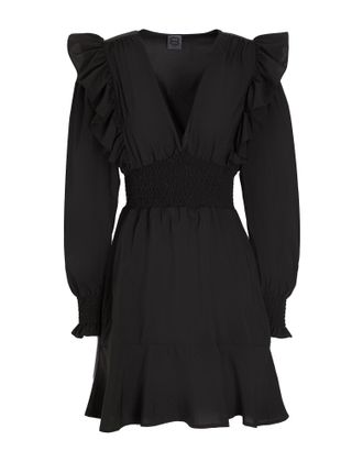 8 by YOOX FRILL L/SLEEVE MINI DRESS