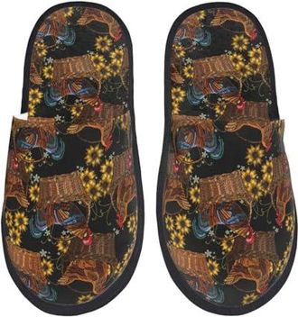 Generic Poulet, Coq Et Tournesols Femme Homme Pantoufles Chaud Chaussons Peluche Slippers Pour Int&eacute;rieur Ext&eacute;rieur Hiver L