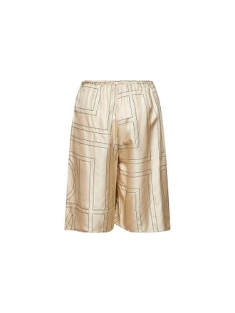Toteme Womens Culottes Silk Pj Ivory Monogram Gots Certified Organic Short