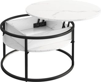 Vicco Couchtisch Marlo, Marmor Wei&szlig;, 77 x 77 cm, Vicco