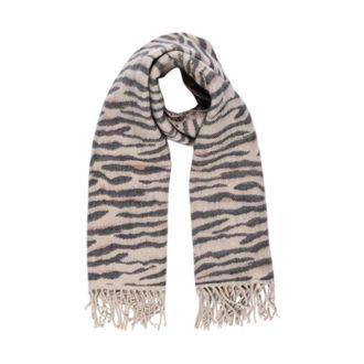 Pieces Zebra Print Schal mit Fransen - - Accessories - Damen - Beige - ONE SIZE