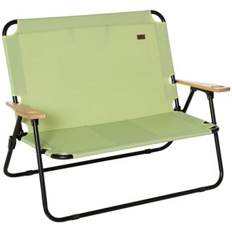 OUTSUNNY Faltstuhl 2-Sitzer faltbar Campingstuhl mit Armlehnen Getr&auml;nkehalter Outdoor Klappstuhl bis 160 kg belastbar robust Angelstuhl Gartenstuhl f&uuml;r Garten 