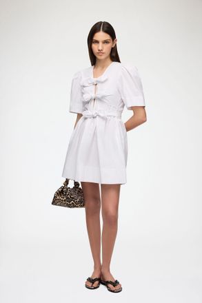 Ganni wei&szlig; Baumwoll-Minikleid Bio-Baumwolle - Gr&ouml;&szlig;e 34