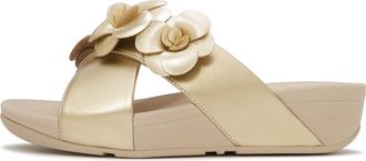 FitFlop Damen LULU Flower Cross Slides Sandal, Platino, 39 EU, Platin, 39 EU