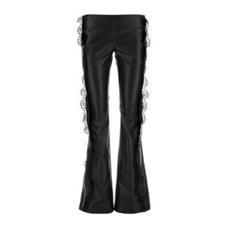 Off-white Gerade geschnittene Hose mit Spitzendetails - - Trousers - Damen - Schwarzk - S