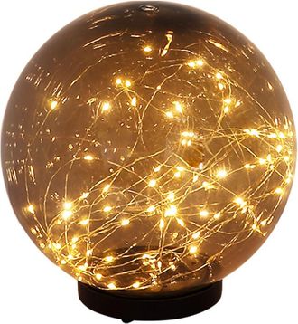 Globo Lighting Solarleuchte Kugel rauchfarben Au&szlig;enleuchte Solarkugel Au&szlig;en Solarkugel, schwarz, 40x LED 0,06W warmwei&szlig;, DxH 25x36 cm