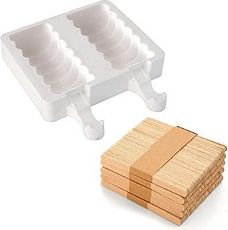 Silikomart | GEL04 Silikon Eiscremeform TANGO, Antihaft, 2 Eiscremespiralen, Packung mit 1 Form + 50 Holzstäbchen, Easy Ice Cream, 92 x 45 h 27,5 mm, Volumen 180