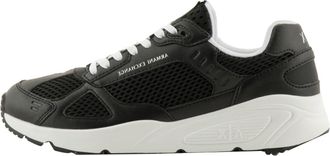 A|X Armani Exchange Mens Bronx, PU Inserts, White Laces Sneaker Lace up Black,44.5