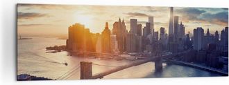 Arttor Panorama Bilder auf Leinwand 160x50cm Leinwandbild New York Stadt Groß XXL Wanddeko Bild Schlafzimmer Küche Wandbilder Dekoration Wohnzimmer Wall Deco