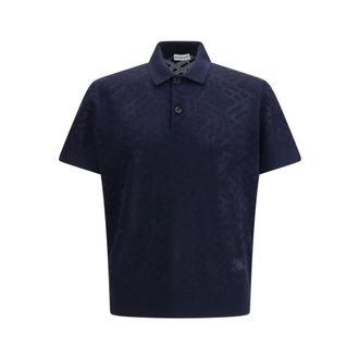 Burberry Check Woll Polo Shirt - - Tops - Herren - Blau - M
