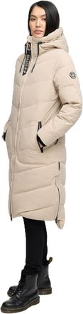 Marikoo Damen Winterjacke Stepp Winter Jacke gesteppter Wintermantel warm lang Mantel [B949-Benik-Light-Taupe-Gr.XXL]