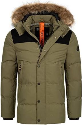 Indicode Hommes Hexyl Coat | Parka dhiver &agrave; capuche Army M