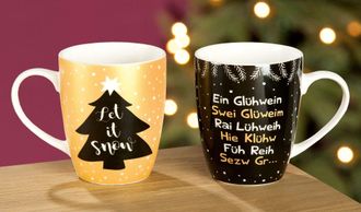 Gilde Porzell Tasse Let it snow Knochenporzellan, ca. 360 ml 22490