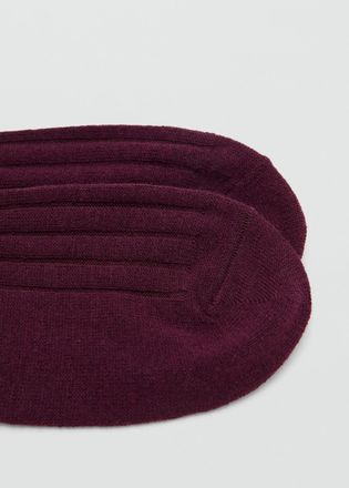 Mango Chaussettes laine m&eacute;lang&eacute;e maille c&ocirc;tel&eacute;e bordeaux - Femme - Taille unique - MANGO