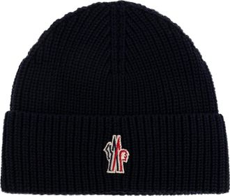 Moncler Homme, Accessoires, Bleu, Taille: ONE Size Logo Beanie