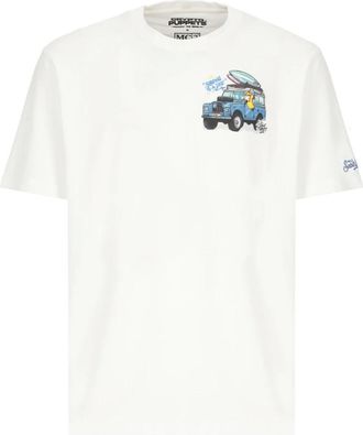 Saint Barth Homme, Tops, Blanc, Taille: M T-shirt en coton Surfing Life