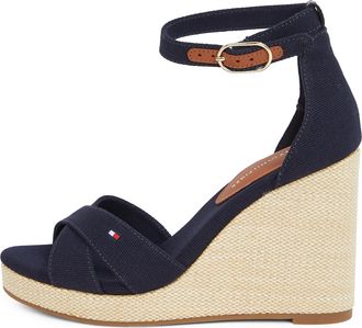 Tommy Hilfiger Damen Wedge Sandalen Flag High Crisscross mit Knöchelriemen, Blau (Space Blue), 38