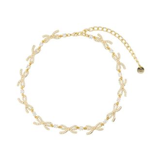 Self Portrait Kristallbogen Halskette - Gold - - Accessories - Damen - Gelb - ONE SIZE