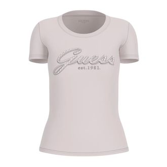 Guess Femme, Tops, Gris, Taille: 36 FR T-shirts et Polos avec Logo Brodé