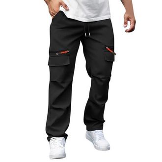 Generico Pantalon cargo pour homme Pantalon de randonn&eacute;e l&eacute;ger avec plusieurs poches Pantalon de travail dext&eacute;rieur Softshell, Noir, S