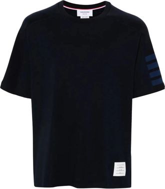 Thom Browne Homme, Tops, Bleu, Taille: M T-shirt &agrave; rayures 4-Bar