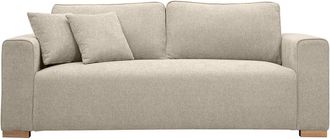 Miliboo Design-Sofa, 3-Sitzer, Stoff, Velours-Effekt, strukturiert, Beige Pepper