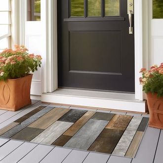 Generic Tapis Couloir Long Patchwork Vintage &agrave; Grain de Bois Tapis Cuisine Devant Evier Antid&eacute;rapant Absorbant Tapis Int&eacute;rieur Entr&eacute;e Long 60x150 cm de Passag