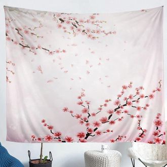 Generic Wandteppich Japanischer Stil 240x260 cm Groß Wandteppiche Kirschblüte Rosa 3d Druck Wandbehang Tapisserie Wandtuch für Wohnzimmer Schlafzimmer Wohnhei