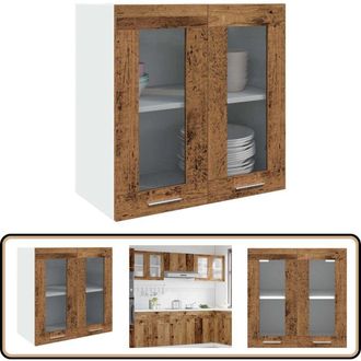 vidaXL Vidaxl - Armoire murale de cuisine avec porte en verre vieux bois
