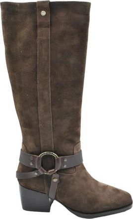 Janet & Janet Stiefel - Mid-Calf Suede Boots With Decorative Strap - Gr. 37 (EU) - in Schwarz - f&uuml;r Damen