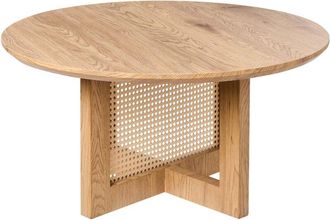 Beliani Table Basse Moderne en MDF et Rotin 80 cm Meuble de Salon Marron Clair Karlo