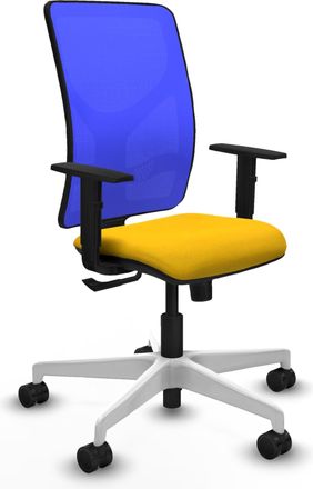 Piqueras y Crespo B&uuml;rostuhl f&uuml;r Zuhause, mit 1D-Armlehnen, h&ouml;henverstellbare Lendenwirbelst&uuml;tze, ausgestattet mit 3 Positionen und Schneideschaum, Blau/Gelb