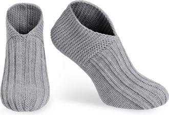 Knit Factory Miles Hausschuhe - Socken f&uuml;r Damen und Herren - Gestrickte Pantoffeln - Grau - 41-44