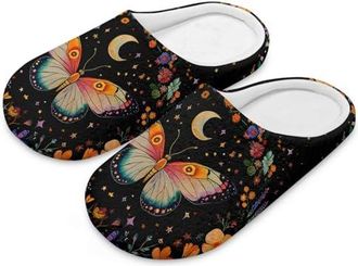 Coloranimal Pantoufles de spa &agrave; bout ferm&eacute; pour femme, chaussures dint&eacute;rieur en coton et lin, pantoufles dint&eacute;rieur en coton, Vintage Flower Moon, 38.5/39.5 EU