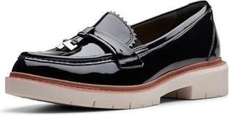 Clarks Femme Westlynn Bella Mocassin, Synth&eacute;tique Verni Noir, 41 EU Large