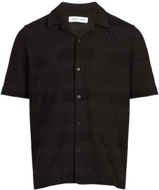 Sams&oslash;e & Sams&oslash;e Chemise manches courtes en tricot de coton m&eacute;lang&eacute;